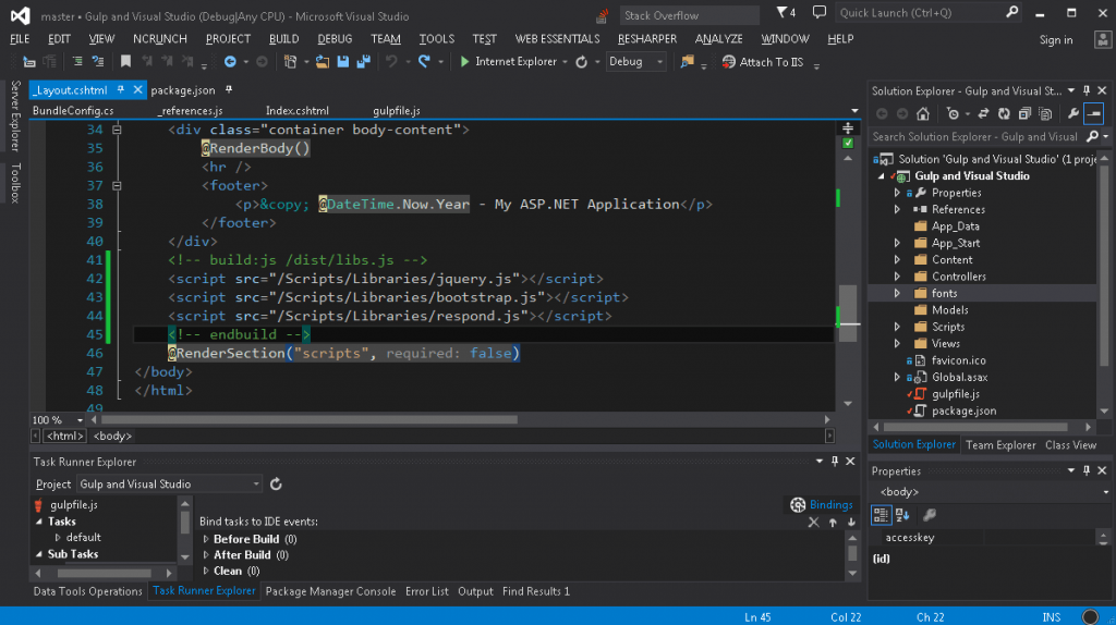 Cognim – Internet development Gulp and Visual Studio: concatenation and minification
